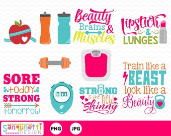 Funny Workout and Fitness Clipart Exercise Digital Art | Etsy