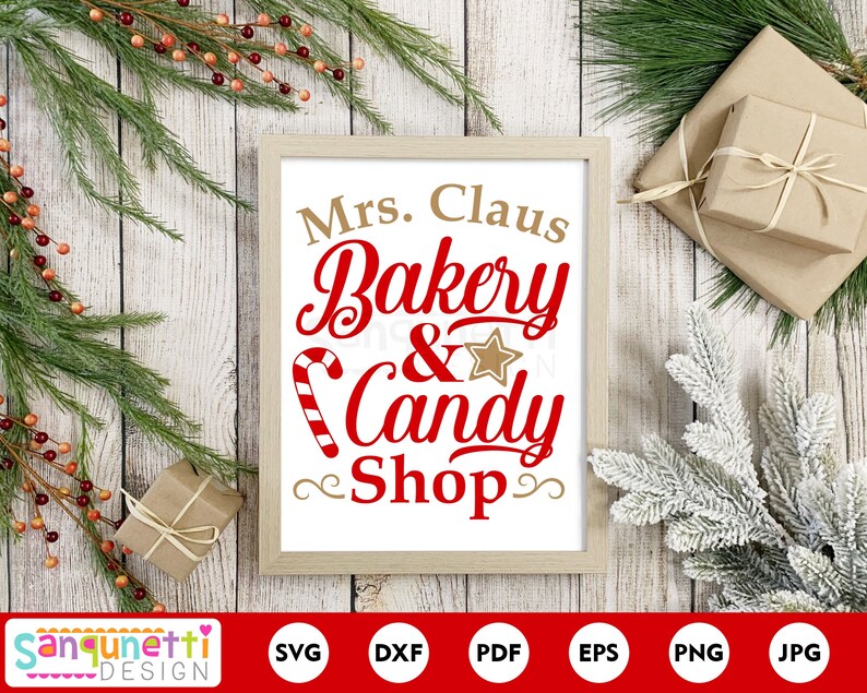 Mrs. Claus Bakery Candy Shop SVG: Christmas Baking Clipart (digital ...