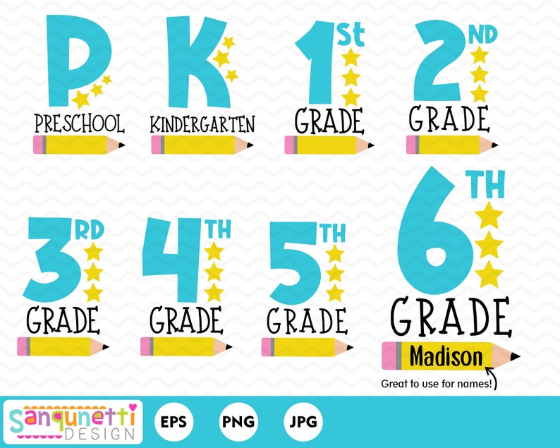 School Grades Clipart Back to School Digital Art Pencil Clip - Etsy