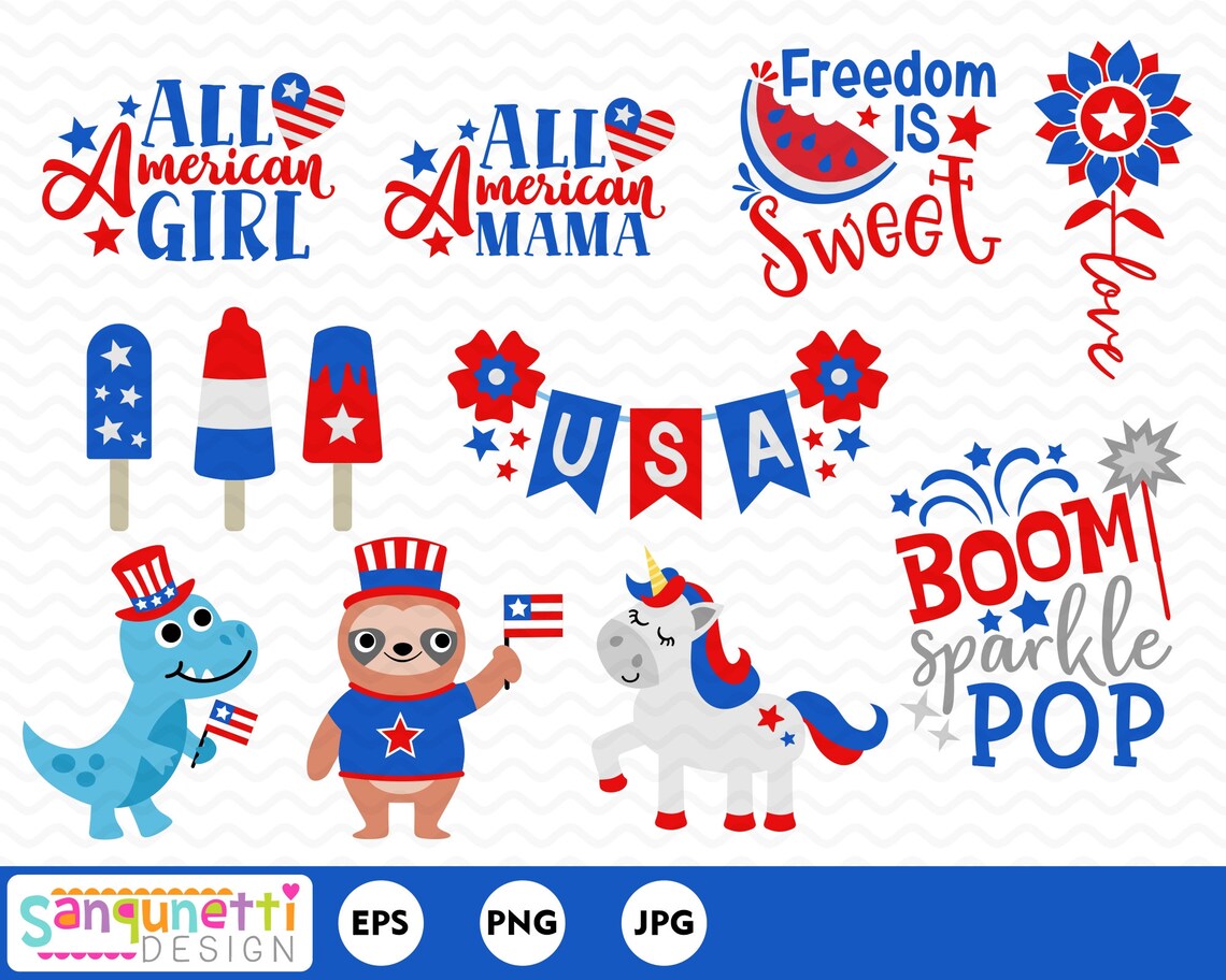 4th of July Clipart Independence Day Digital Art Patriotic | Etsy