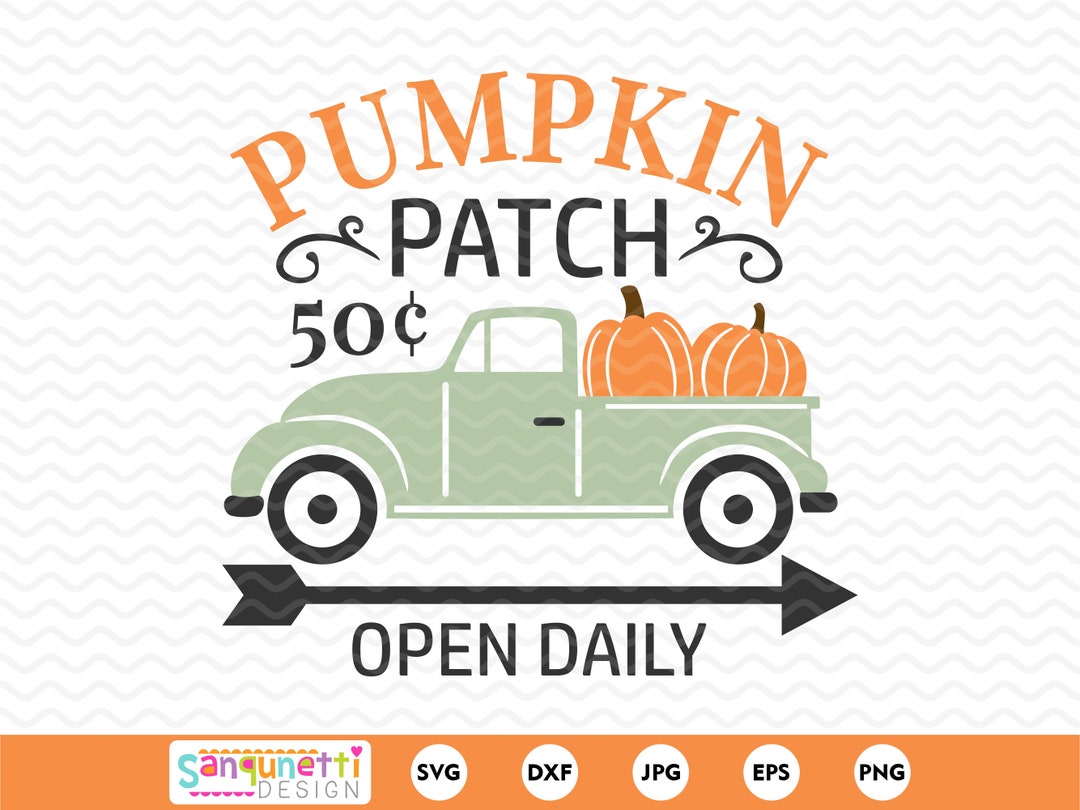 Pumpkin Patch SVG, Fall Truck With Pumpkins Cut File, Png Jpg Dxf Svg ...