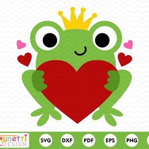 Frog Prince Holding Heart Valentine SVG, Cut File for Silhouette and ...