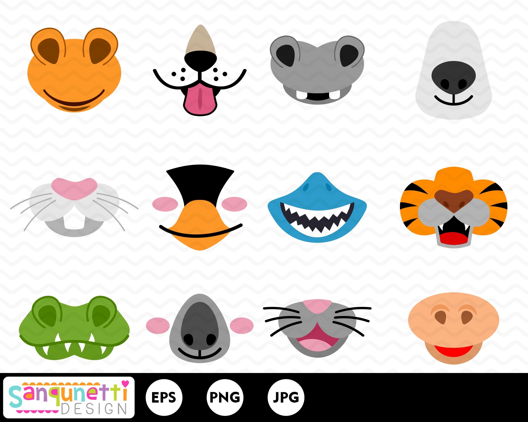 Animal Faces clipart nose and mouth clipart animal digital | Etsy