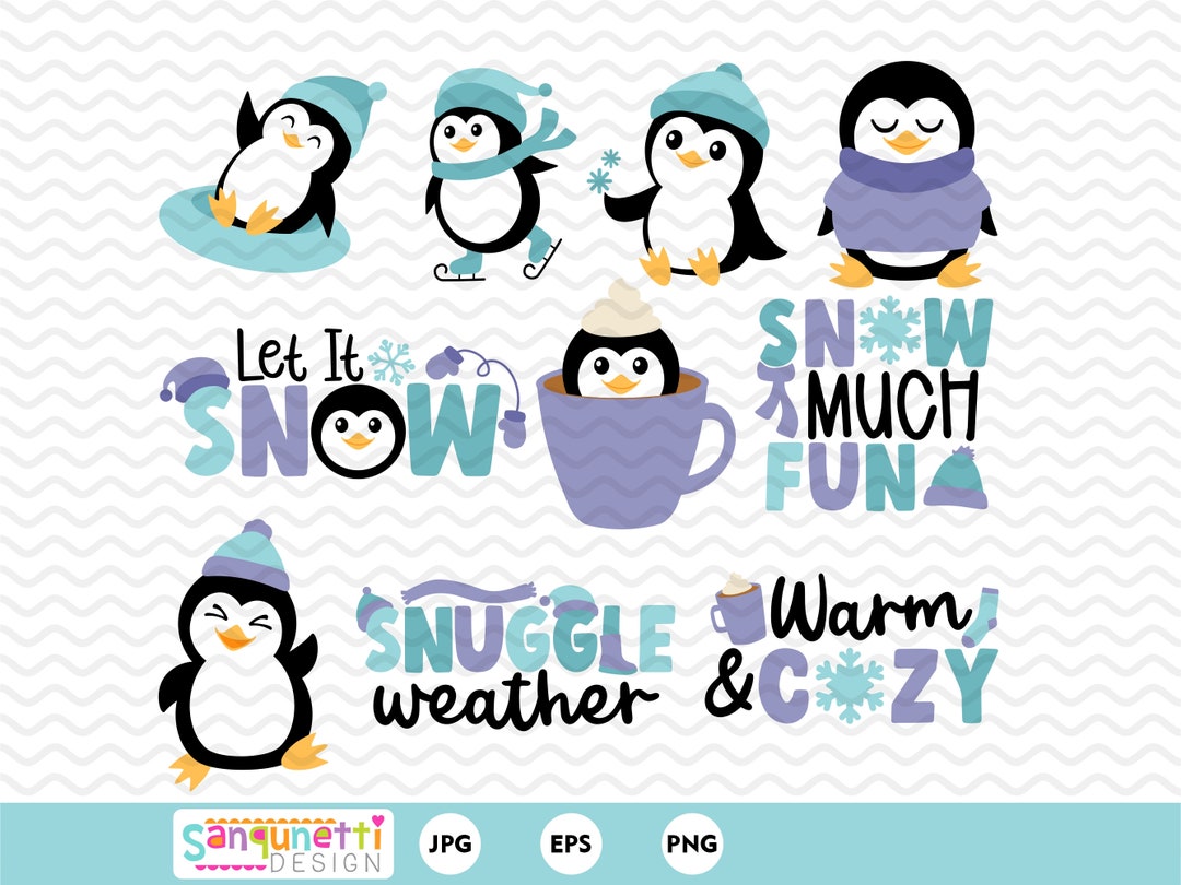 Winter Penguin Clipart, Penguin Digital Art, Penguin Clip Art Instant ...