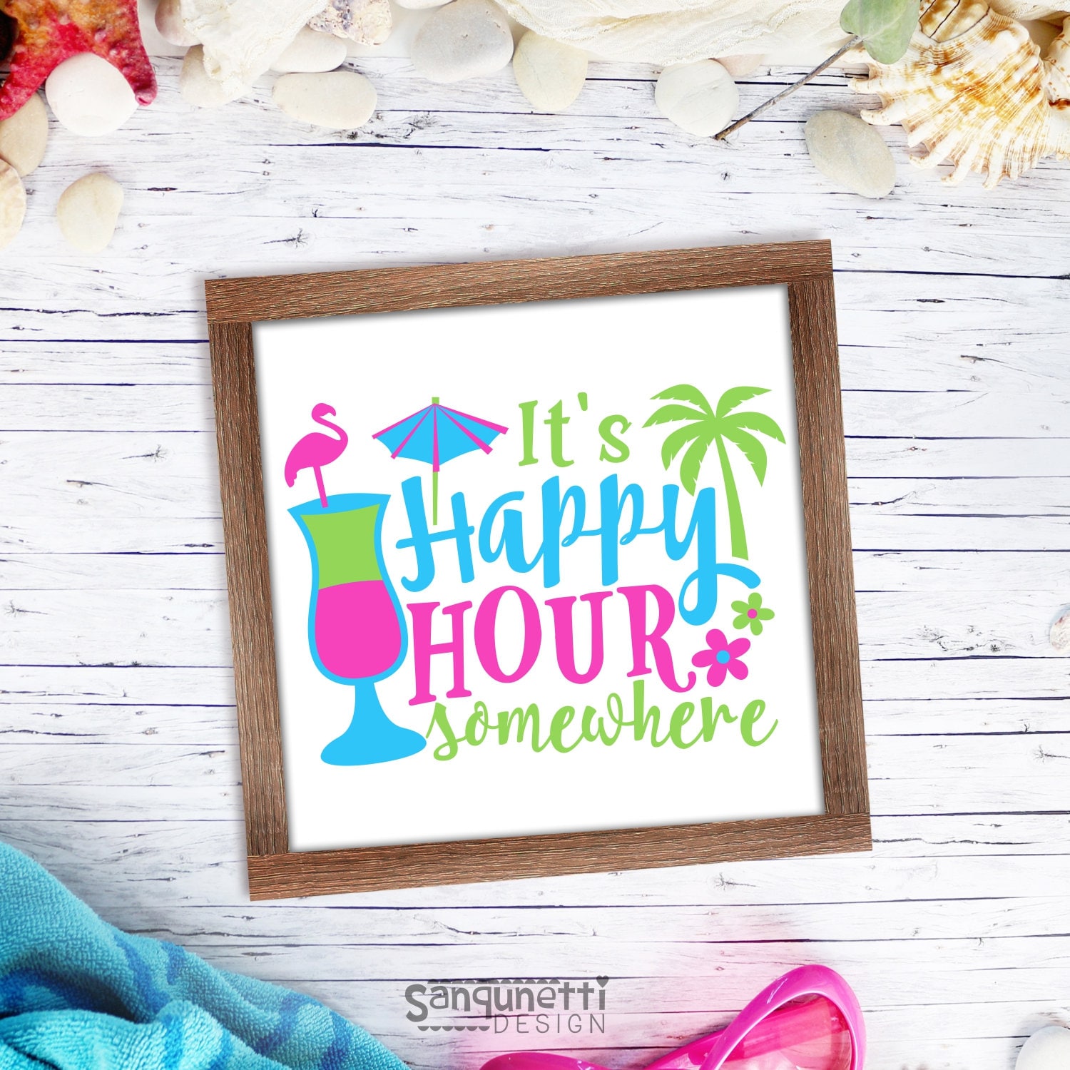 Happy Hour Cocktail SVG: Summer Tropical Cutting File (digital Download ...