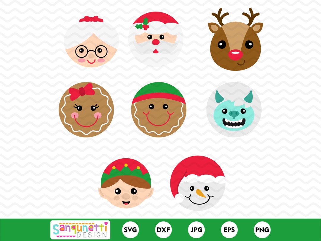 Round Christmas Character Clipart, Holiday Clip Art Graphics - Etsy
