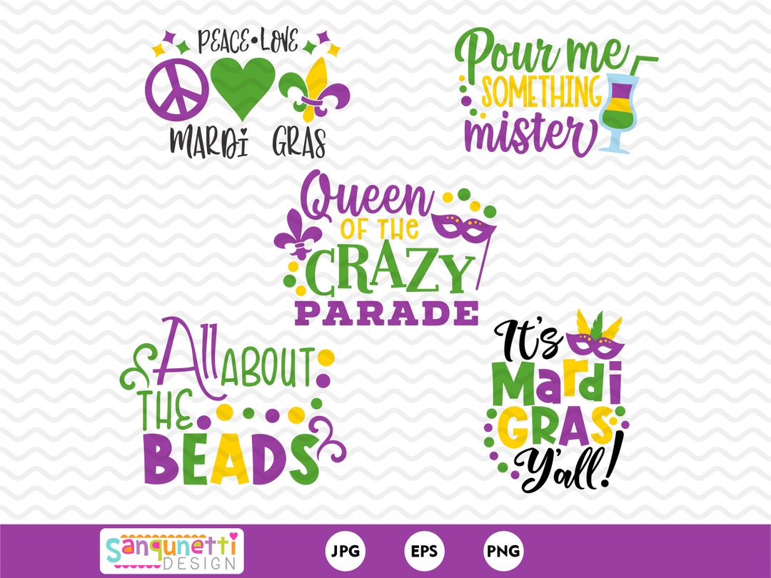 Mardi Gras Clipart, Parade Digital Art, Mardi Gras Beads and Mask ...