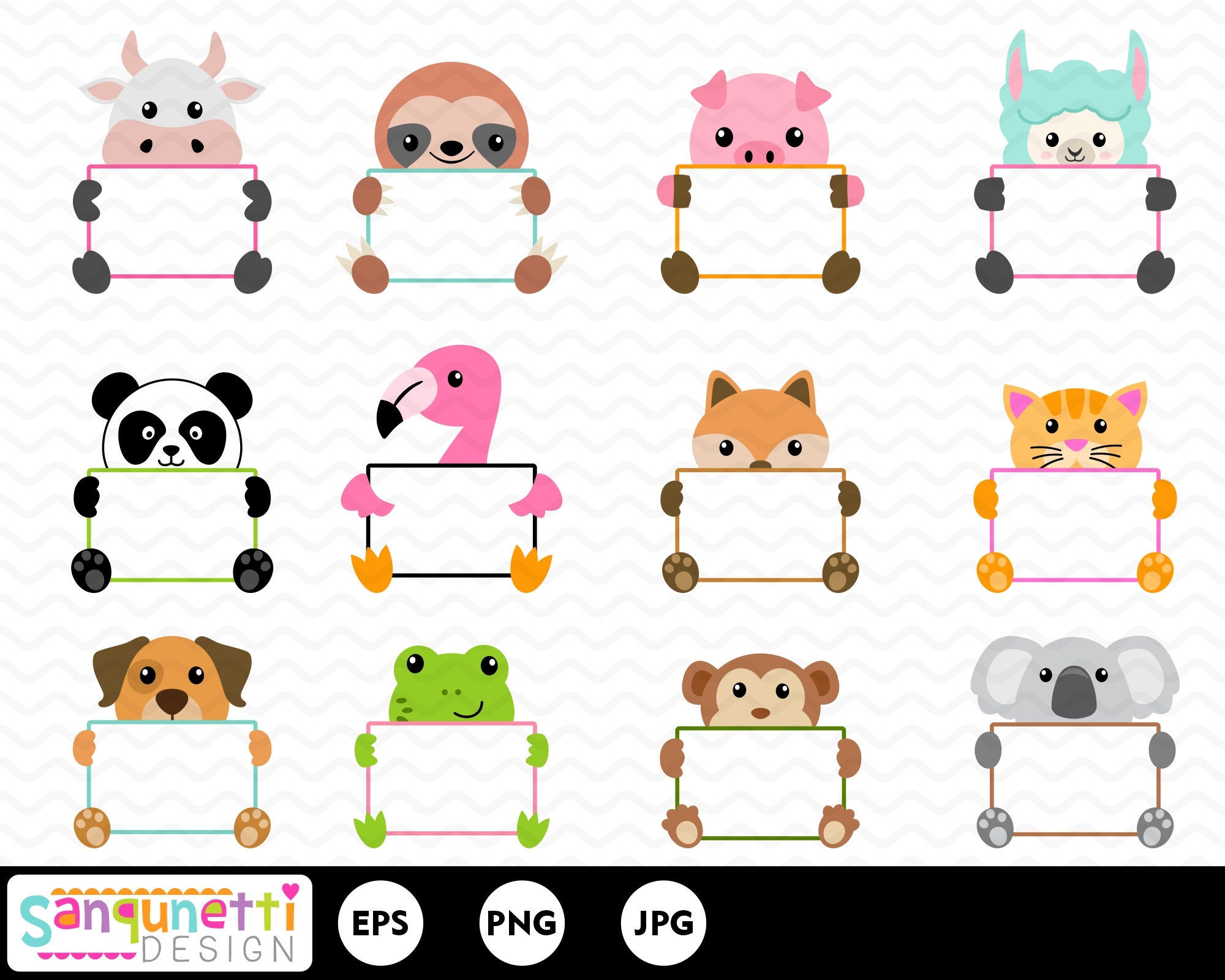 Animal Holding Signs Clipart Blank Signs Digital Art Instant - Etsy ...