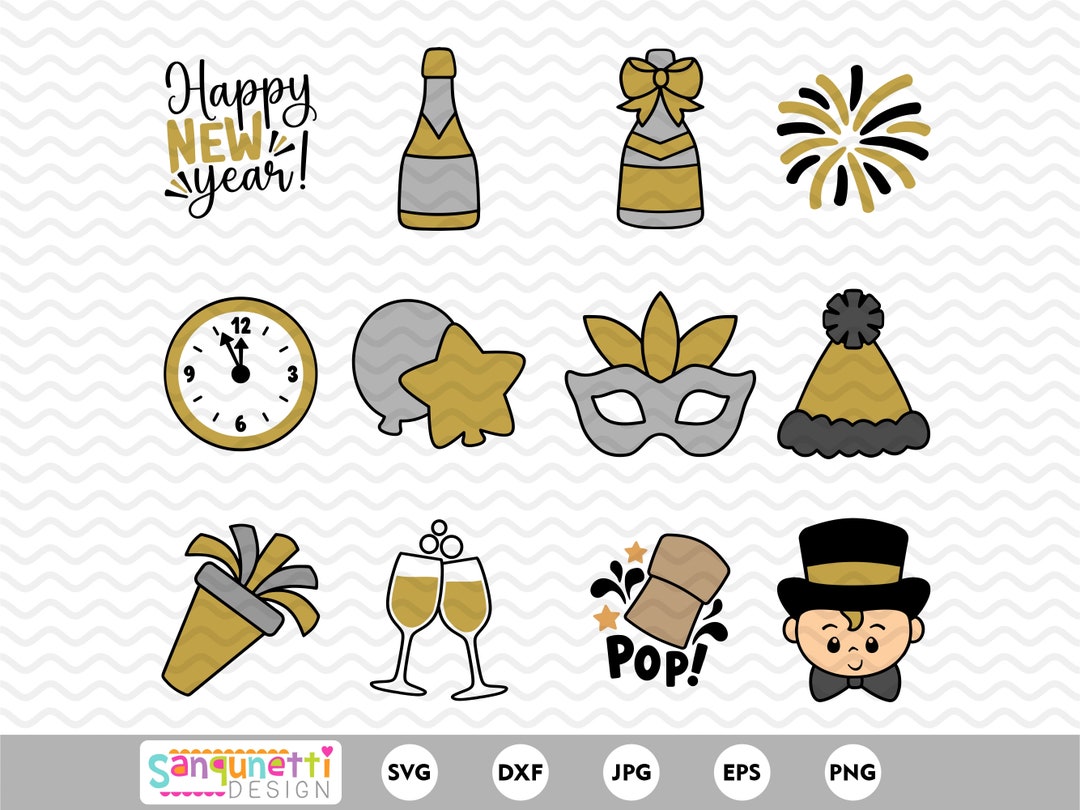 New Year's SVG and Clipart Collection - Etsy