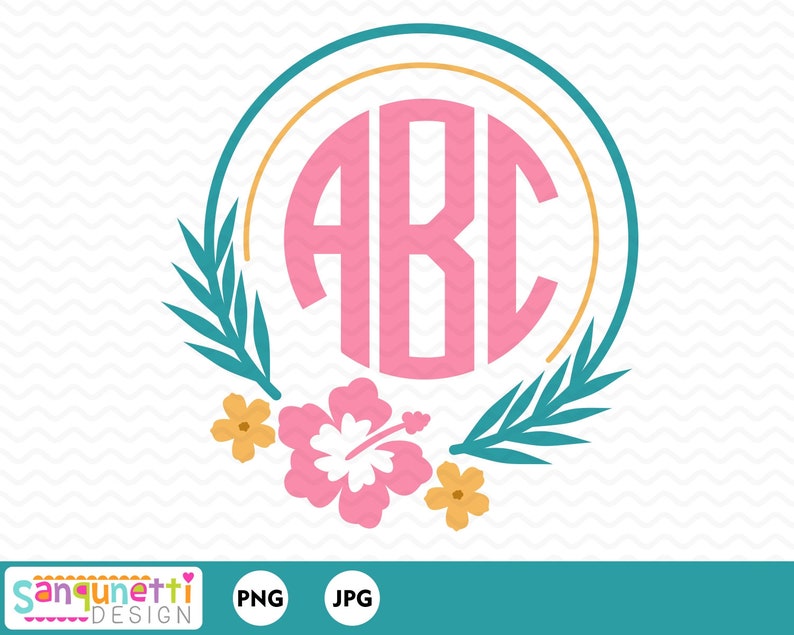 Tropical monogram frame clipart summer monogram digital art | Etsy