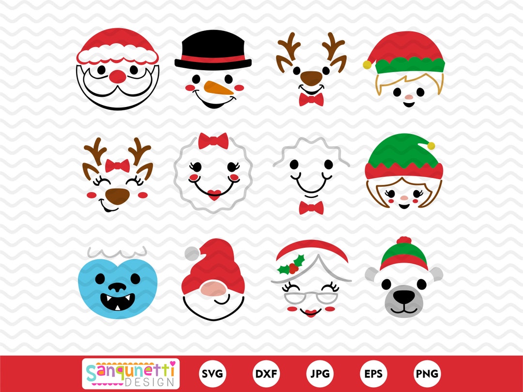 Christmas Faces Clipart, Christmas Characters Digital Art, Ornament ...