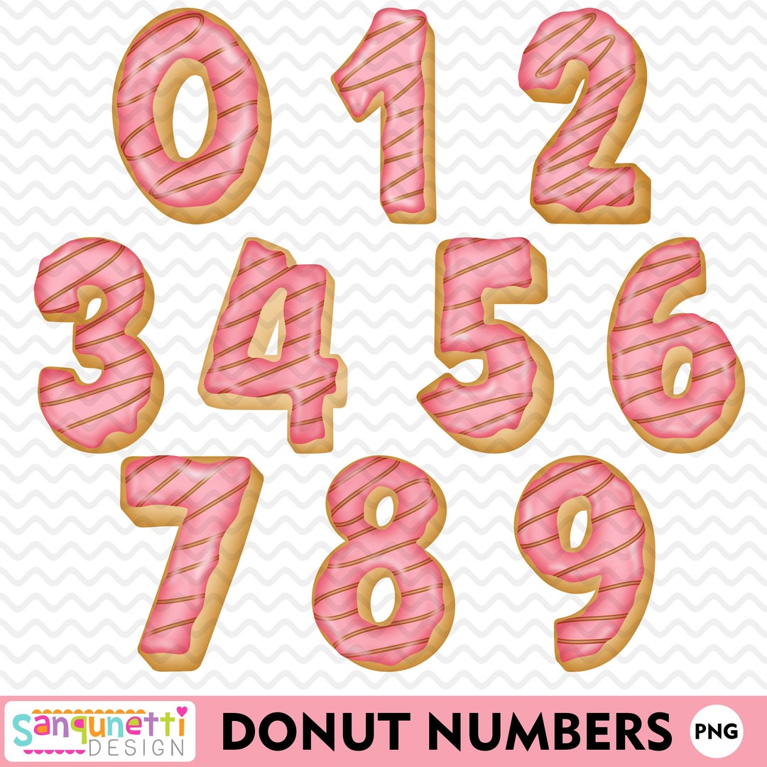 Donut Numbers PNG Birthday Numbers PNG - Etsy