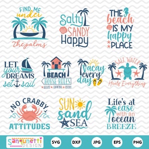 Summer Beach Clipart and SVG, Tropical and Palm Tree Digital Art ...