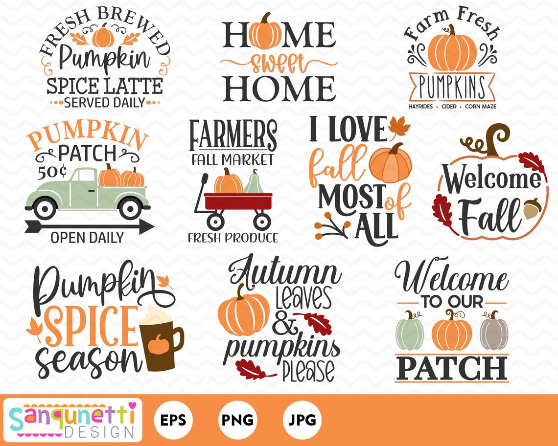 Fall Home Decor Clipart Autumn Pumpkin Digital Art Instant - Etsy