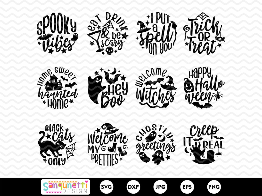 Halloween Round Designs Bundle | Halloween Signs SVG and PNG - Etsy