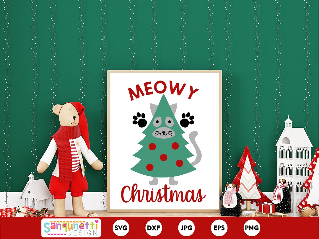 Meowy Christmas Cat SVG and Clipart Design for Perfect Holiday - Etsy