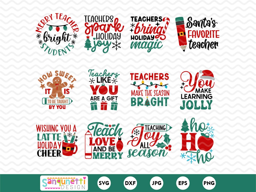 Christmas Teacher SVG Bundle | Festive Holiday Designs for Teacher ...