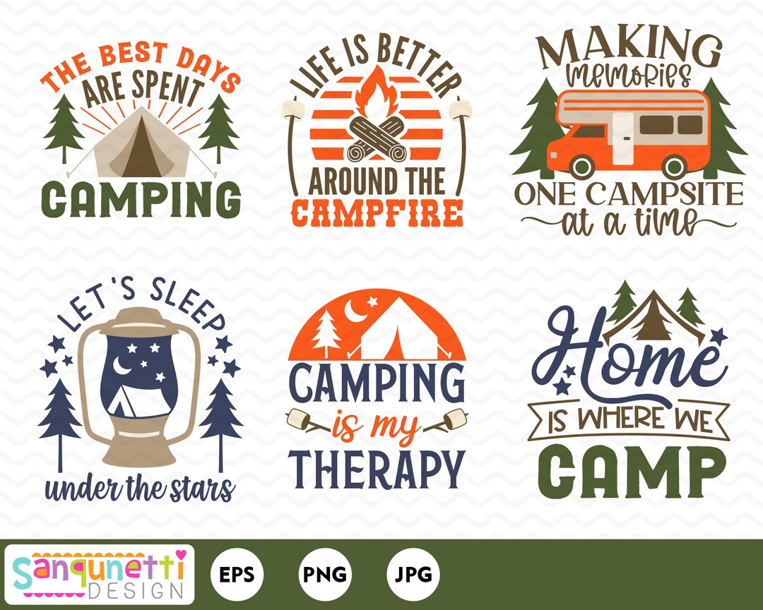 Camping Clipart,camper and Camfire Digital Art, Summer Clip Art Instant ...