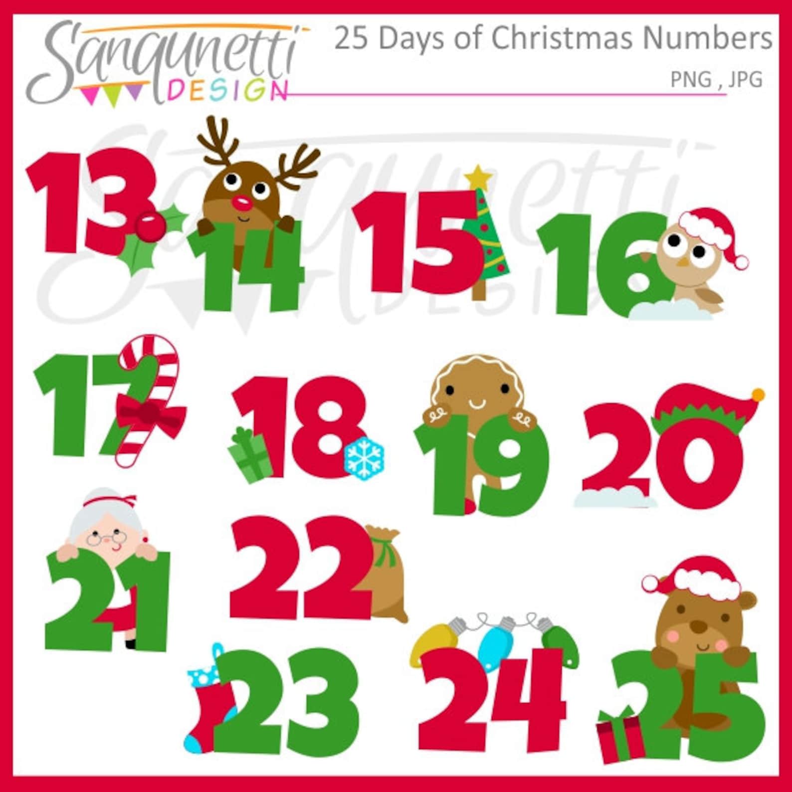 25 Days of Christmas Clipart Christmas Numbers Christmas - Etsy UK