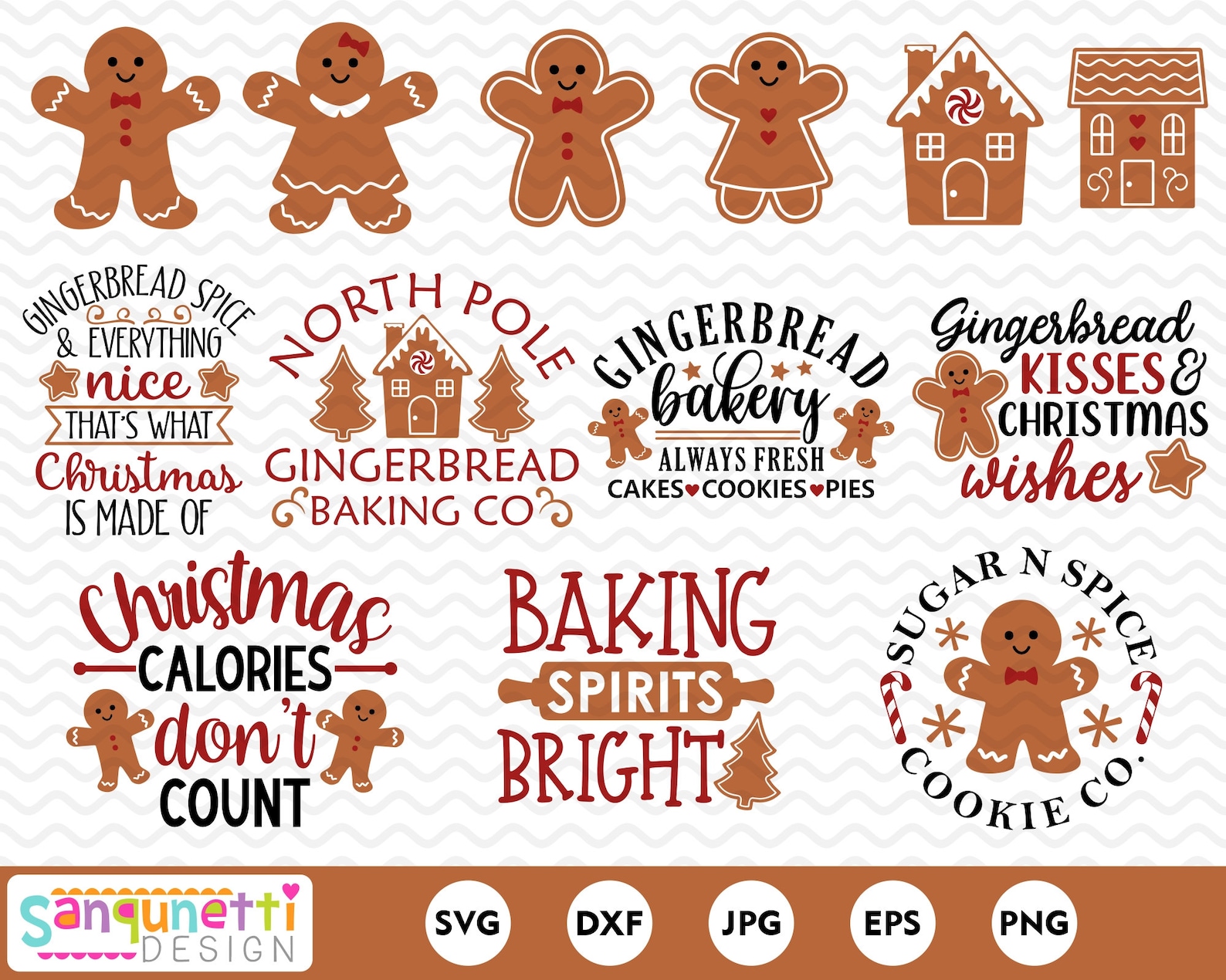 Christmas Gingerbread Bundle Gingerbread SVG and Clipart - Etsy
