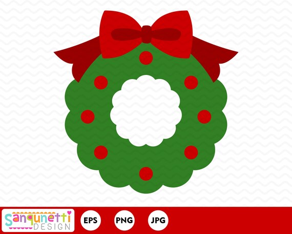 Christmas Wreath Clipart Wreath With Bow Digital Art Instant - Etsy