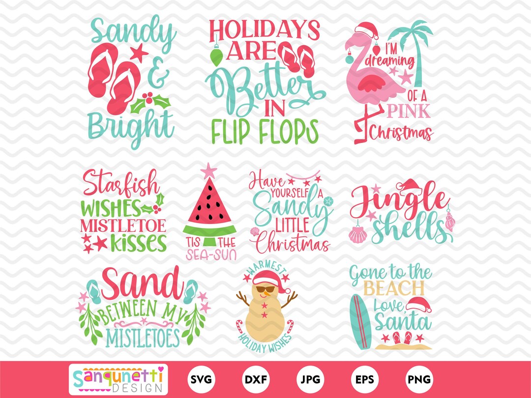 Tropical Christmas Clipart SVG Bundle: Beach Holiday Designs - Etsy