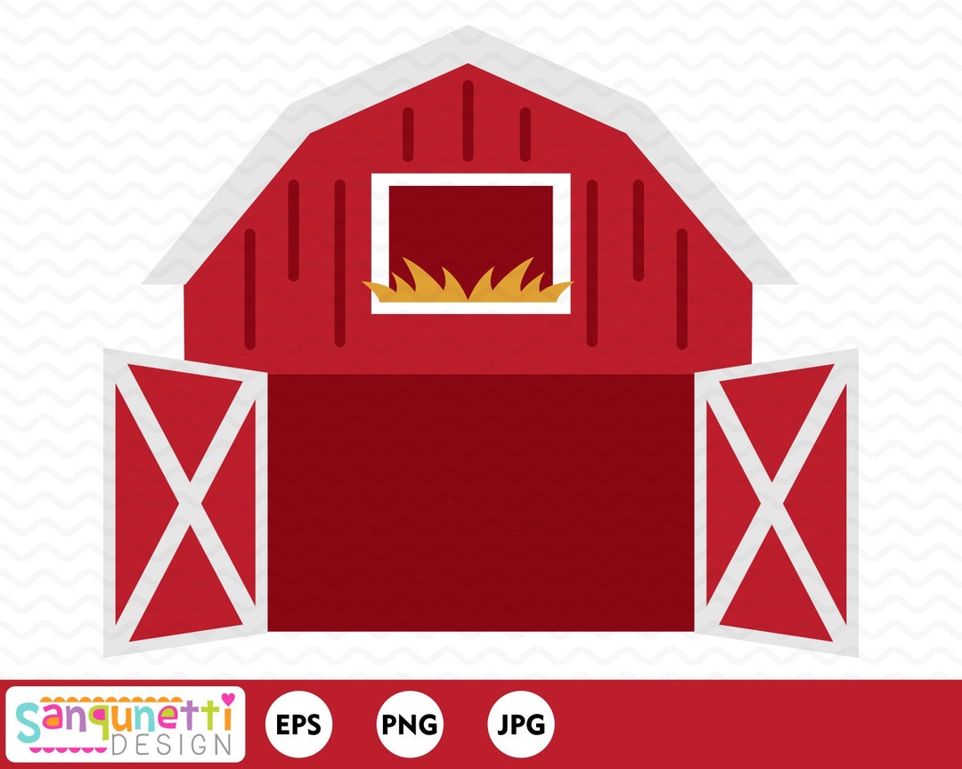 Open Barn Clipart, Farm Digital Art Instant Download - Etsy