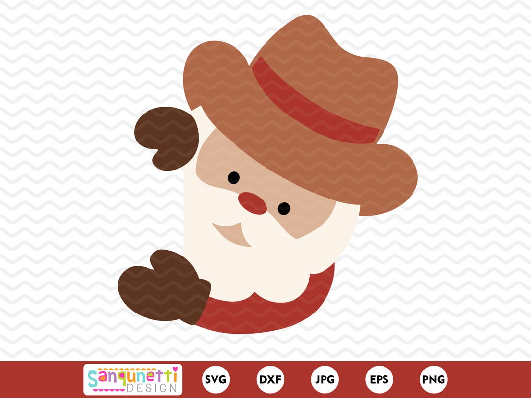Cowboy Santa Side Peeker SVG | Western Christmas Santa PNG - Etsy