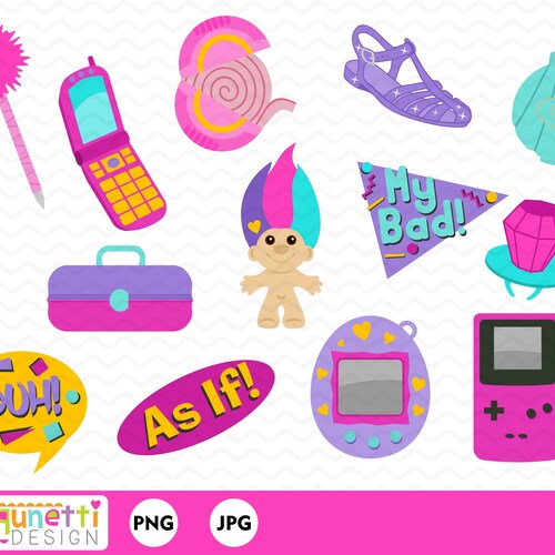 90s Clipart Graphics and Lettering Nineties Retro Digital - Etsy