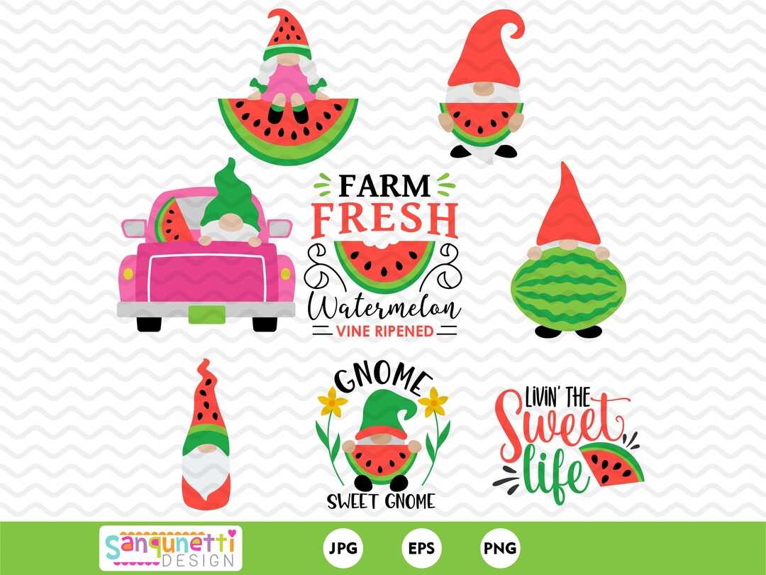 Gnome Watermelon Clipart, Gnome Digital Art, Summer Fruit Clip Art ...