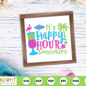 Happy Hour Cocktail SVG: Summer Tropical Cutting File (digital Download ...