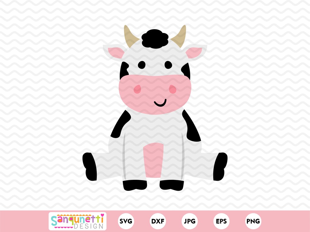 Sitting Cow SVG, Farm Cutting File, Cow Digital Art for Silhouette and ...