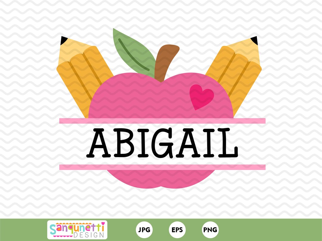 Apple and Pencil Clipart, Teacher Split Design Digital Art Instant ...