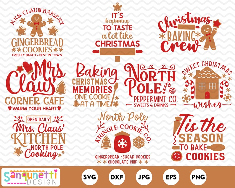 Christmas Baking SVG Bundle Mrs Claus SVG Christmas Baking - Etsy