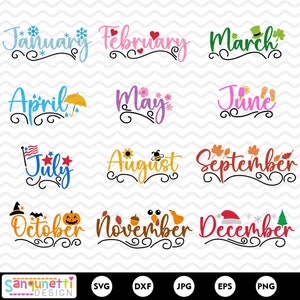 Months of the Year SVG Bundle: Calendar Clipart (digital Download) - Etsy