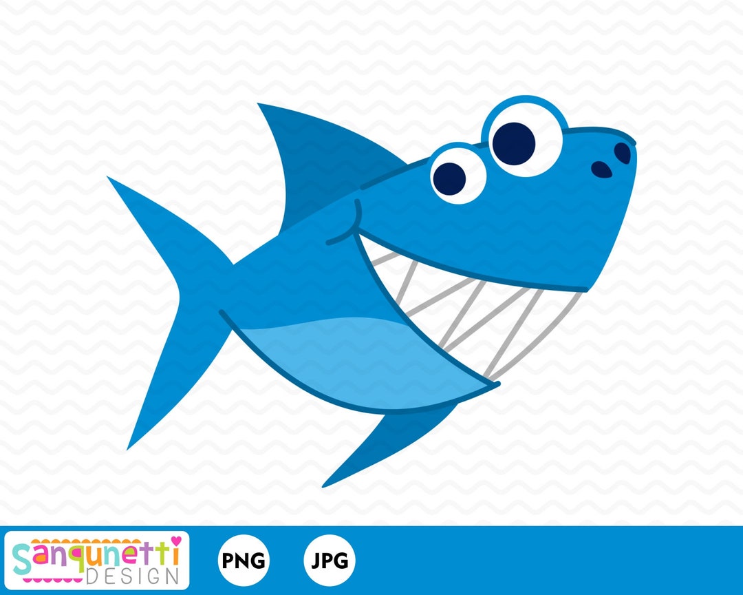 Shark Clipart Summer Ocean Digital Art Instant Download - Etsy