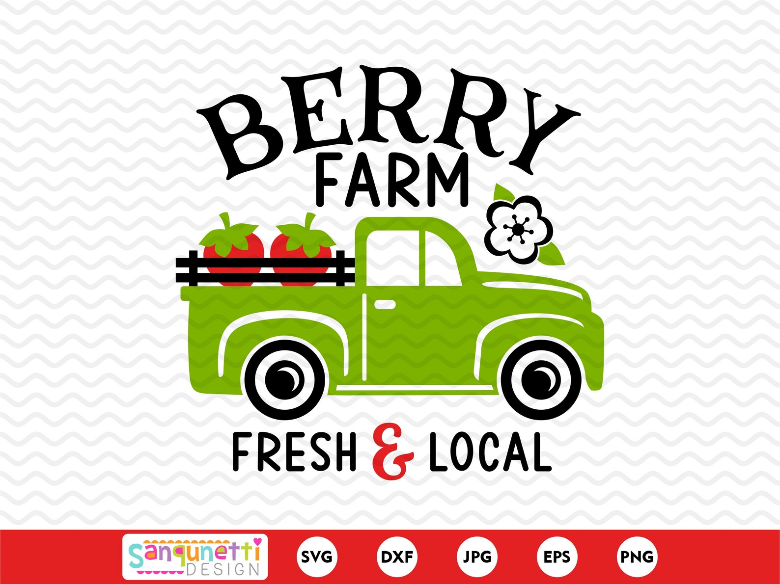 Berry Farm Fresh and Local SVG, Summer Strawberry Truck Cutting File ...