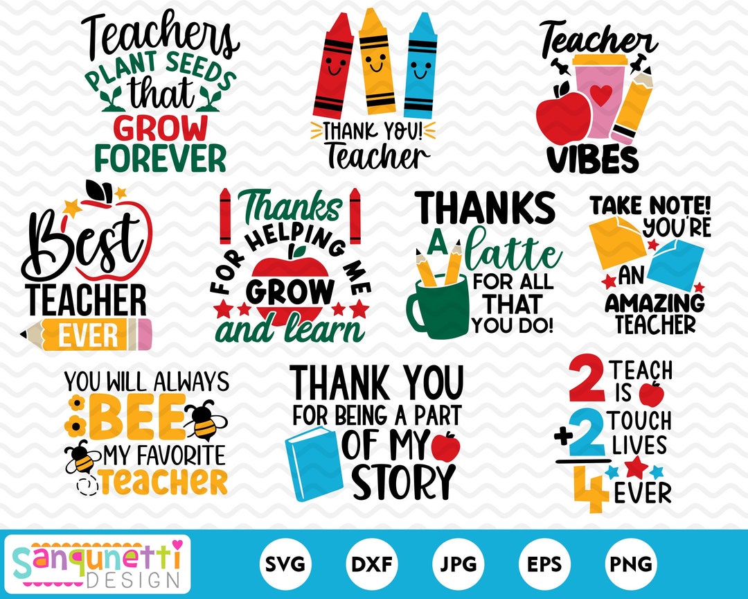 Teacher SVG Bundle Teacher Appreciation SVG Teacher Clipart - Etsy