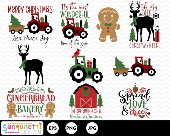 Farmhouse Christmas Clipart Rustic and Country Digital Art | Etsy