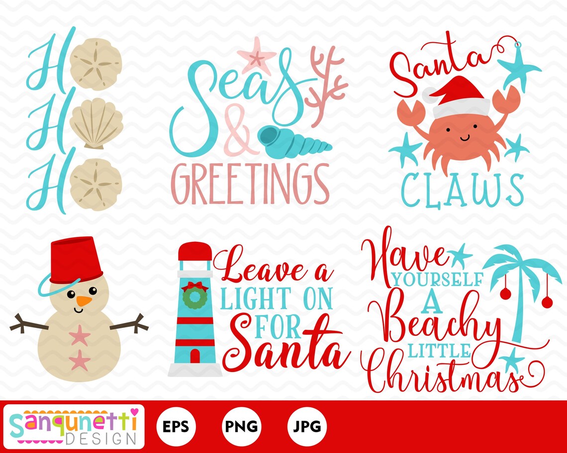 Coastal Christmas Clipart Beach Digital Art Instant Download - Etsy