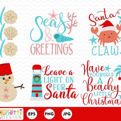 Coastal Christmas Clipart Beach Digital Art Instant Download - Etsy