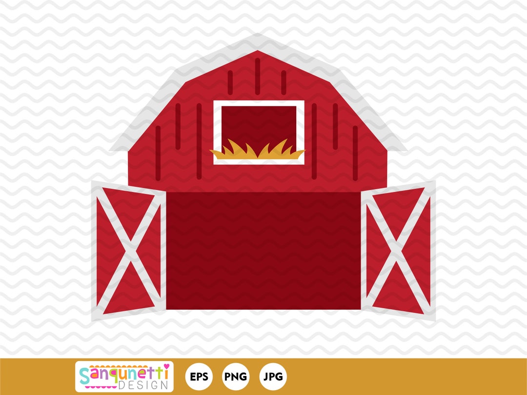 Open Barn Clipart, Farm Digital Art Instant Download - Etsy