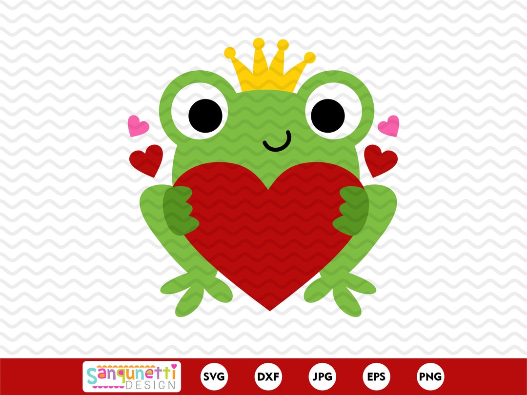Príncipe rana sosteniendo el corazón San Valentín SVG, archivo cortado ...