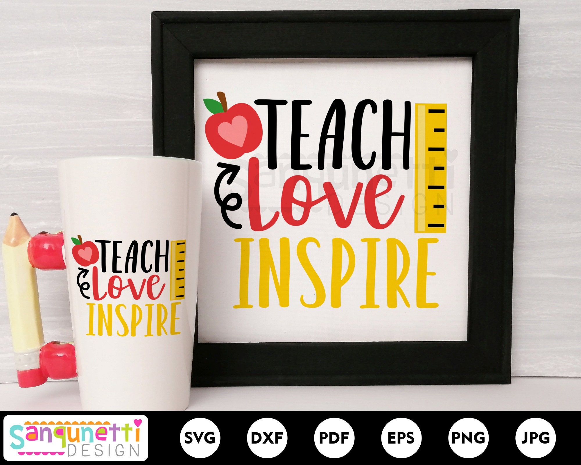Teach Love Inspire SVG, Teaching School Cut File for Silhouette and ...