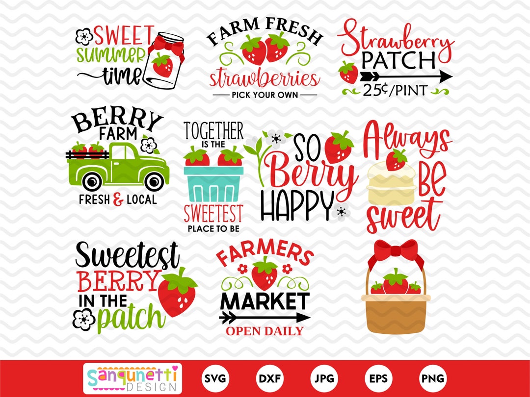 Strawberry Clipart | Farmers Market Bundle | Strawberries SVG - Etsy