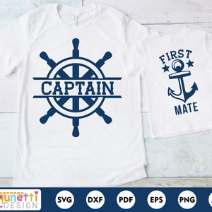 Captain and First Mate Matching SVG, Family or Couple Matching Cut File ...