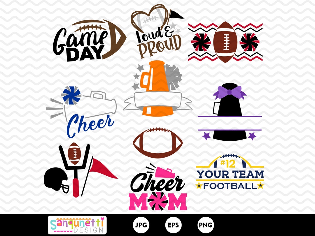 Football and Cheer Clipart, Football Digital Art, Cheerleading Download ...