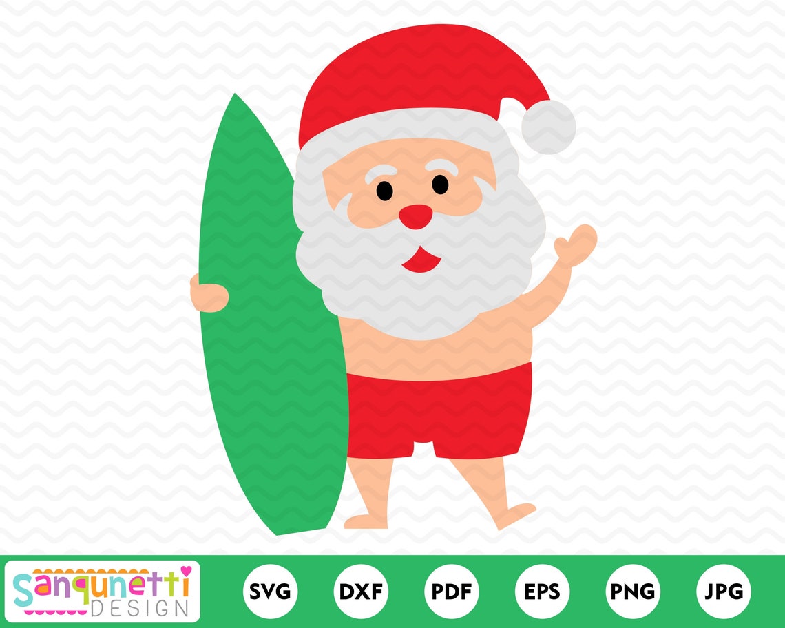 Beach Santa SVG Christmas in July Tropical Santa png jpg | Etsy