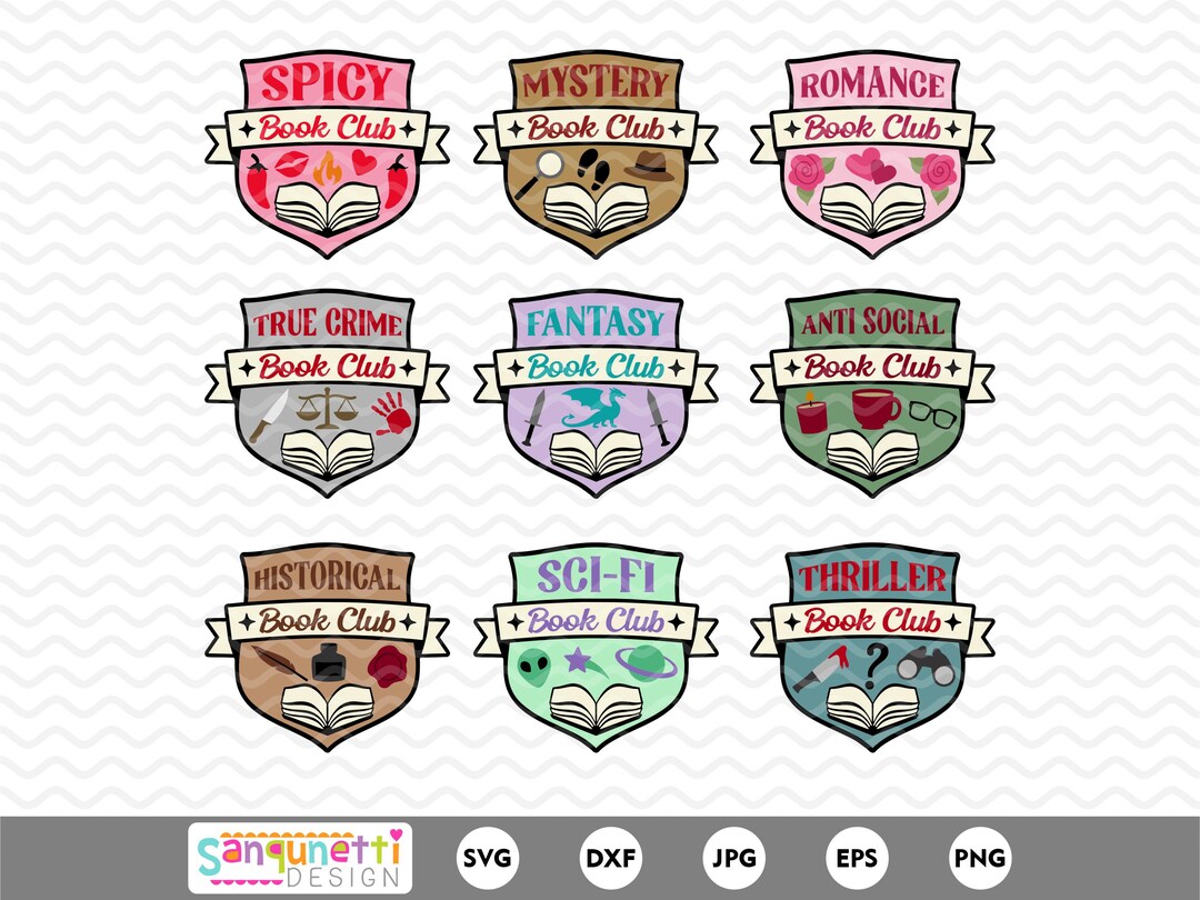 Book Club Genre Badge SVG Bundle | Spicy Mystery Romance Fantasy ...
