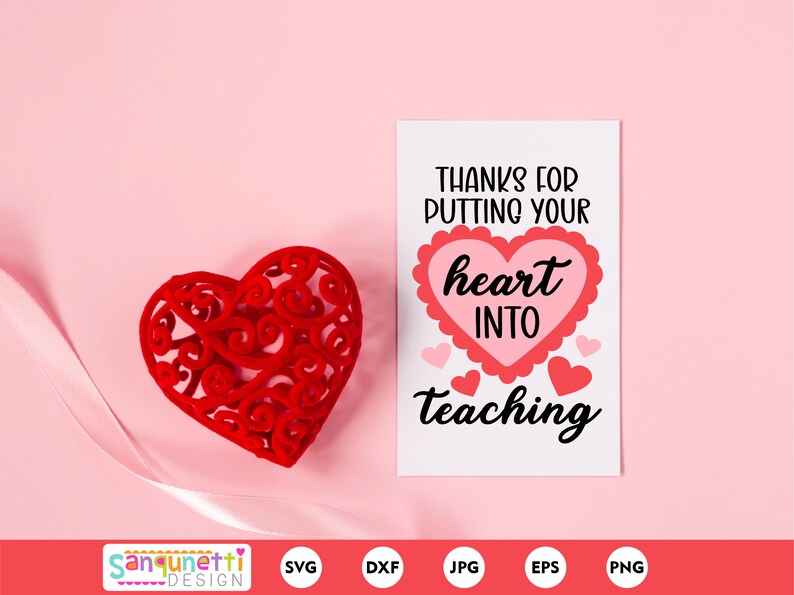 Valentine Teacher SVG: Heart Clipart, Card Design (digital Download ...